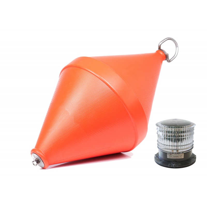 BUOY WITH LIGHT Color ORANGE Ø 50 CM Liters 55 Height 103 CM Buoyancy 50 KG